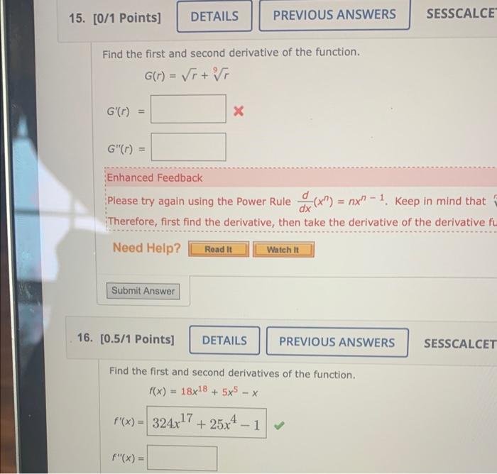 Solved Find the first and second derivative of the function. | Chegg.com