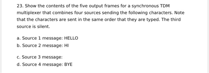 Solved 23. Show the contents of the five output frames for a | Chegg.com