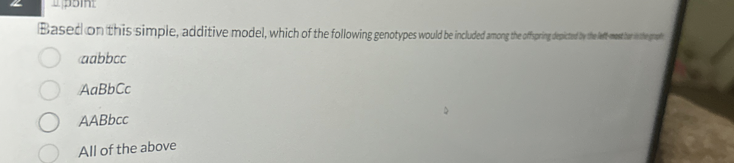 Solved Based on this simple, additive model, which of the | Chegg.com