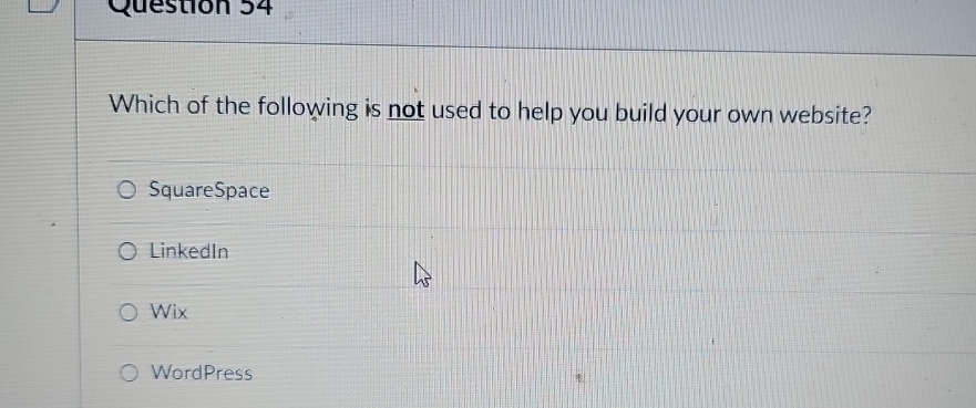 Solved Which of the following is not used to help you build | Chegg.com