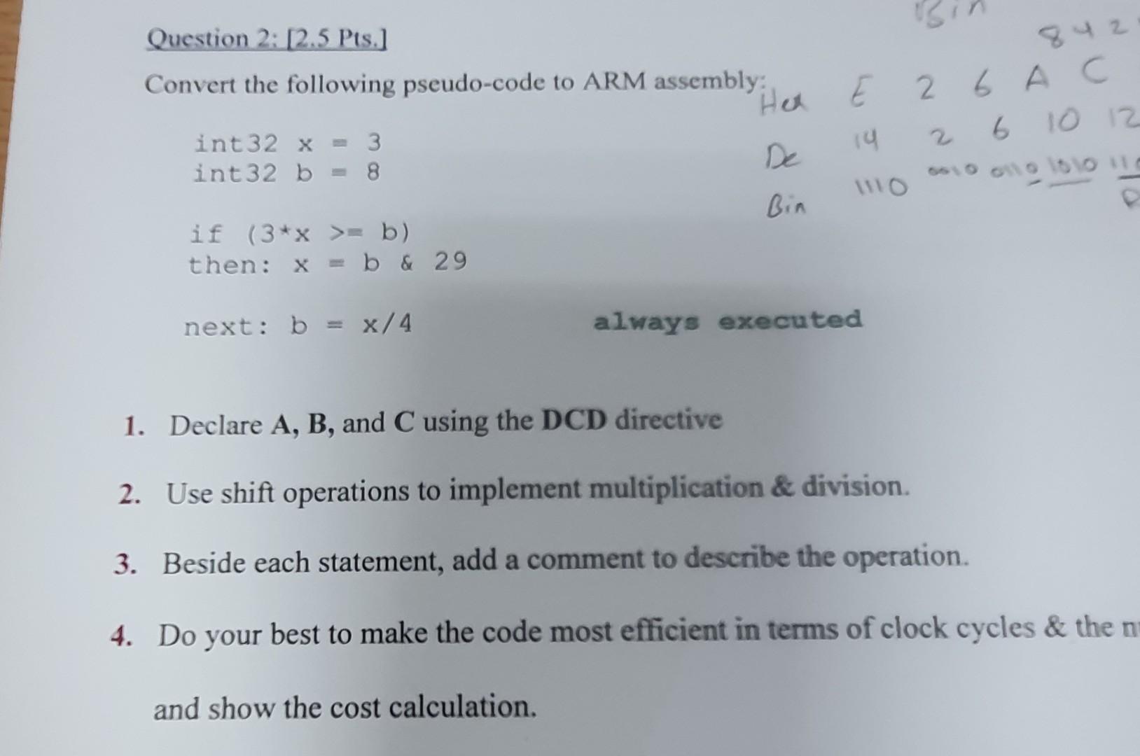 Solved Question 2: [2.5 Pts.] Convert the following | Chegg.com