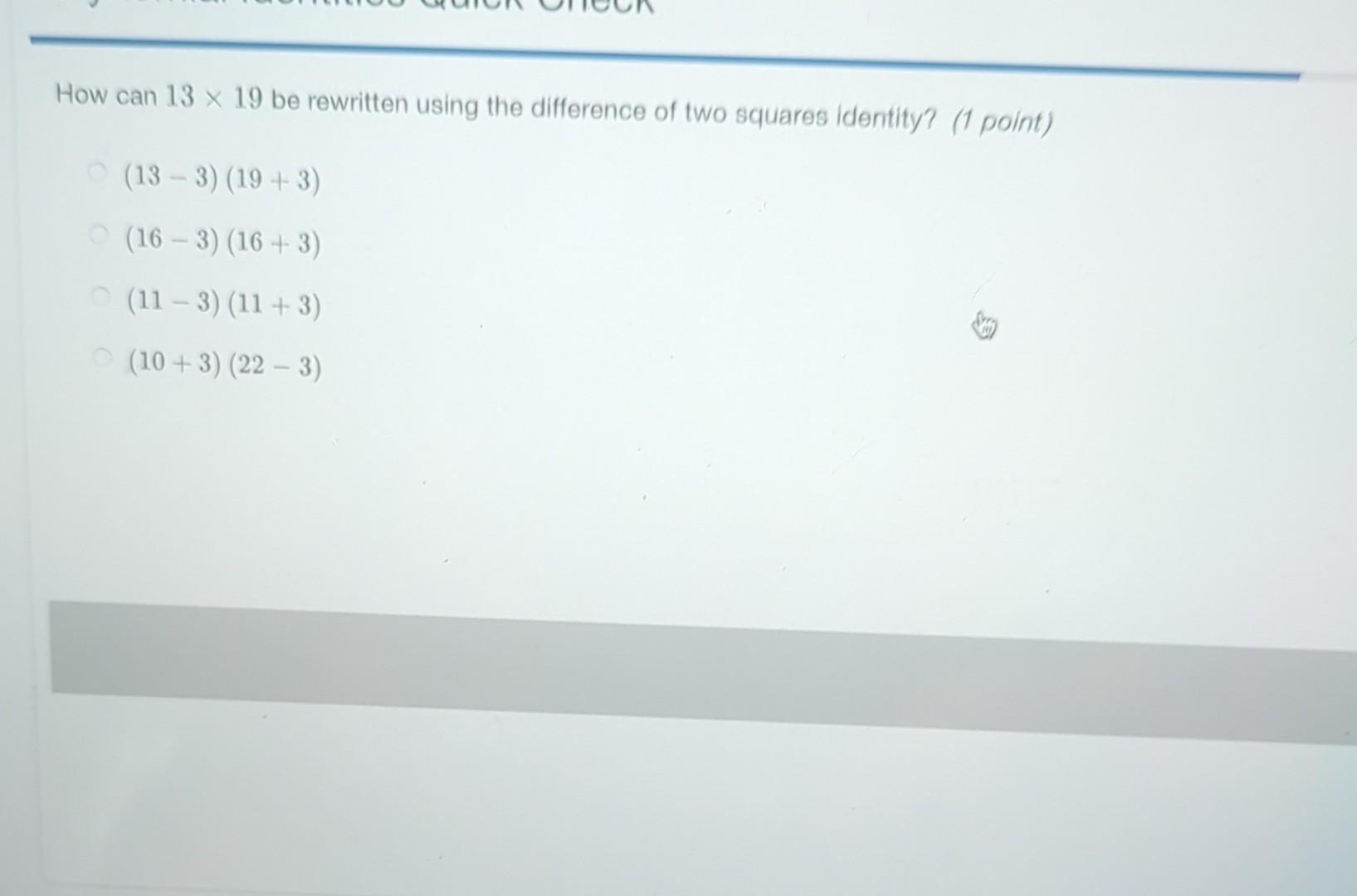 Solved How can 13×19 be rewritten using the difference of | Chegg.com