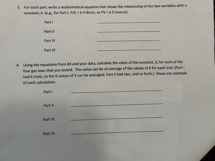 Solved Part L. Bovle's Law Dart 11 Charloc'cl aw Part IV. | Chegg.com