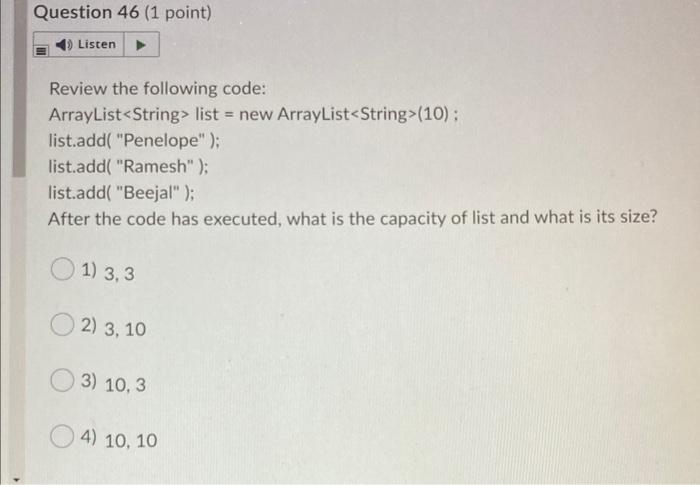 Solved Listen Which of the following is the correct | Chegg.com