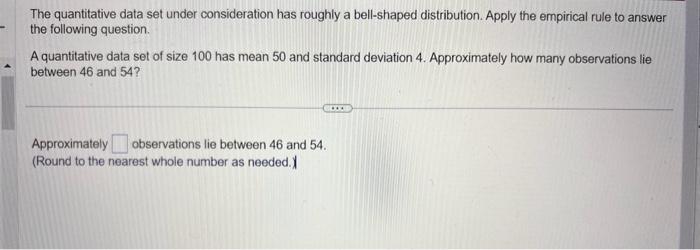 Solved The quantitative data set under consideration has | Chegg.com