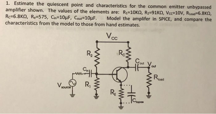 Solved 1. Estimate the quiescent point and characteristics | Chegg.com