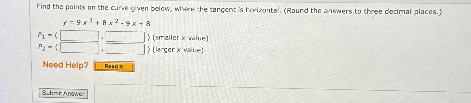 Solved Find the points on the curve given below, where the | Chegg.com