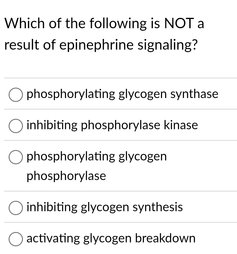 Solved Which of the following is NOT a result of epinephrine | Chegg.com