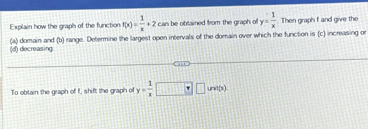 Explain how the graph of the function f(x)=1x+2 ﻿can | Chegg.com