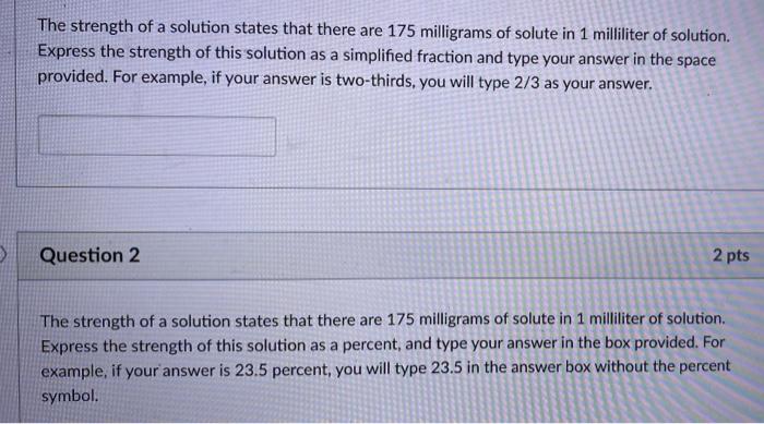 Solved The strength of a solution states that there are 175 | Chegg.com