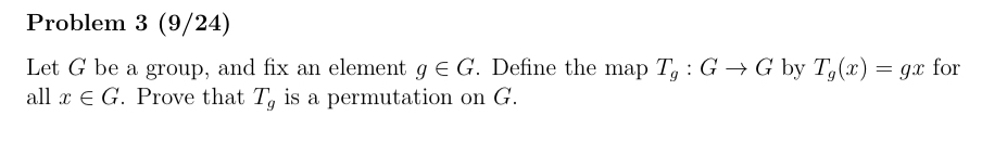 Solved Let G ﻿be a group, and fix an element ginG. Define | Chegg.com