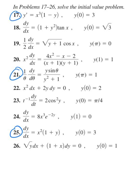 Solved In Problems 17 26 Solve The Initial Value Problem 7075