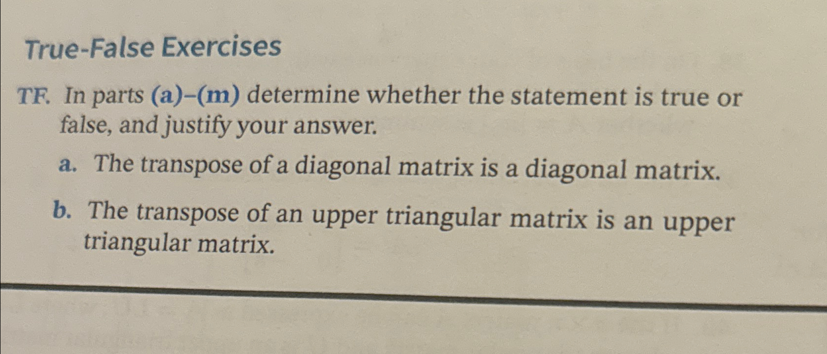 Solved True-False ExercisesTF. ﻿In parts (a)-(m) ﻿determine | Chegg.com