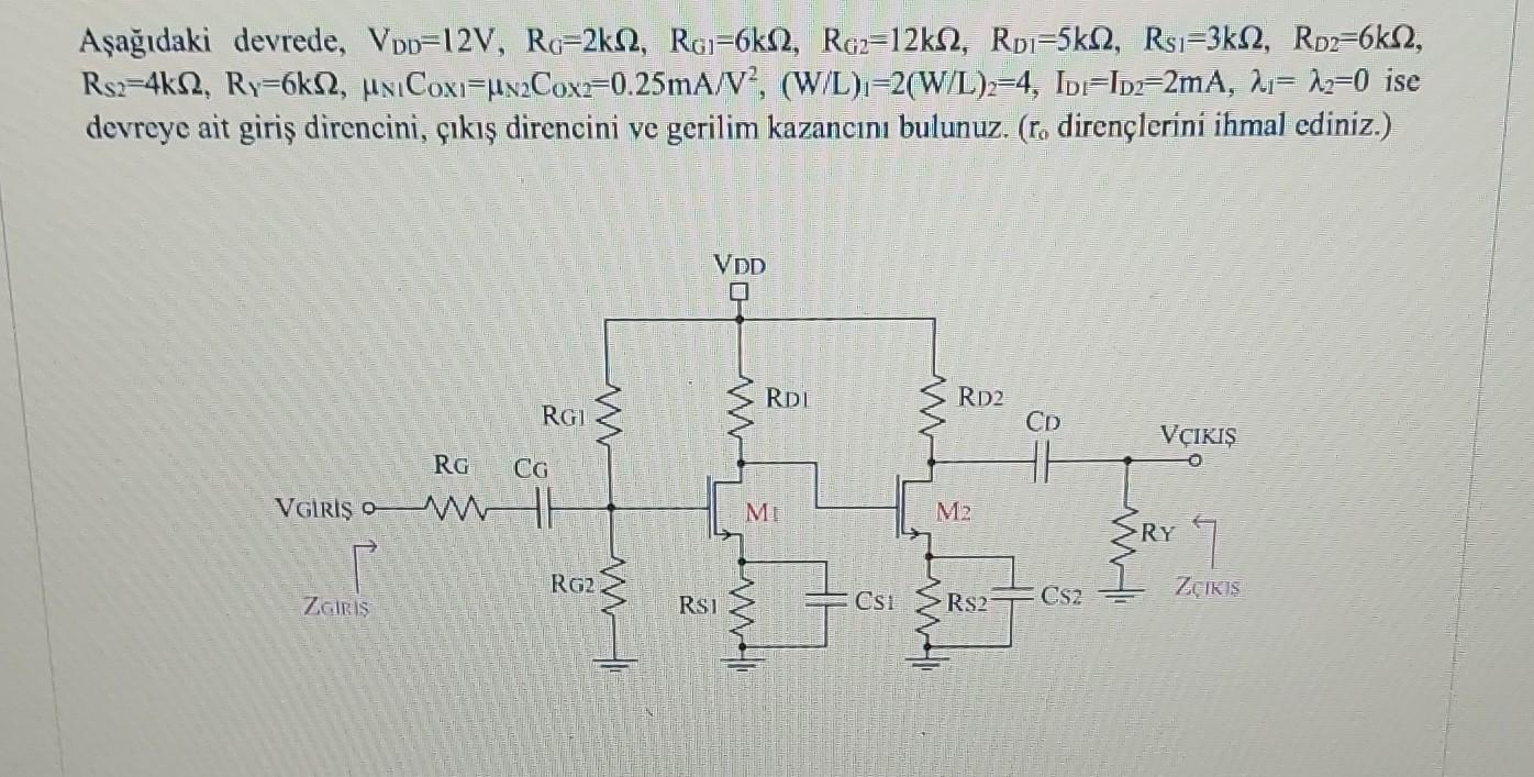Solved Aşağıdaki devrede, VDD=12 | Chegg.com