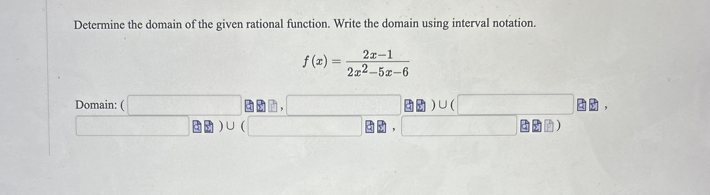 Solved Determine the domain of the given rational function. | Chegg.com