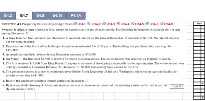 Solved Date E4.2 E4.7 E4.8 E4.15 P4.5A EXERCISE 4.7 | Chegg.com