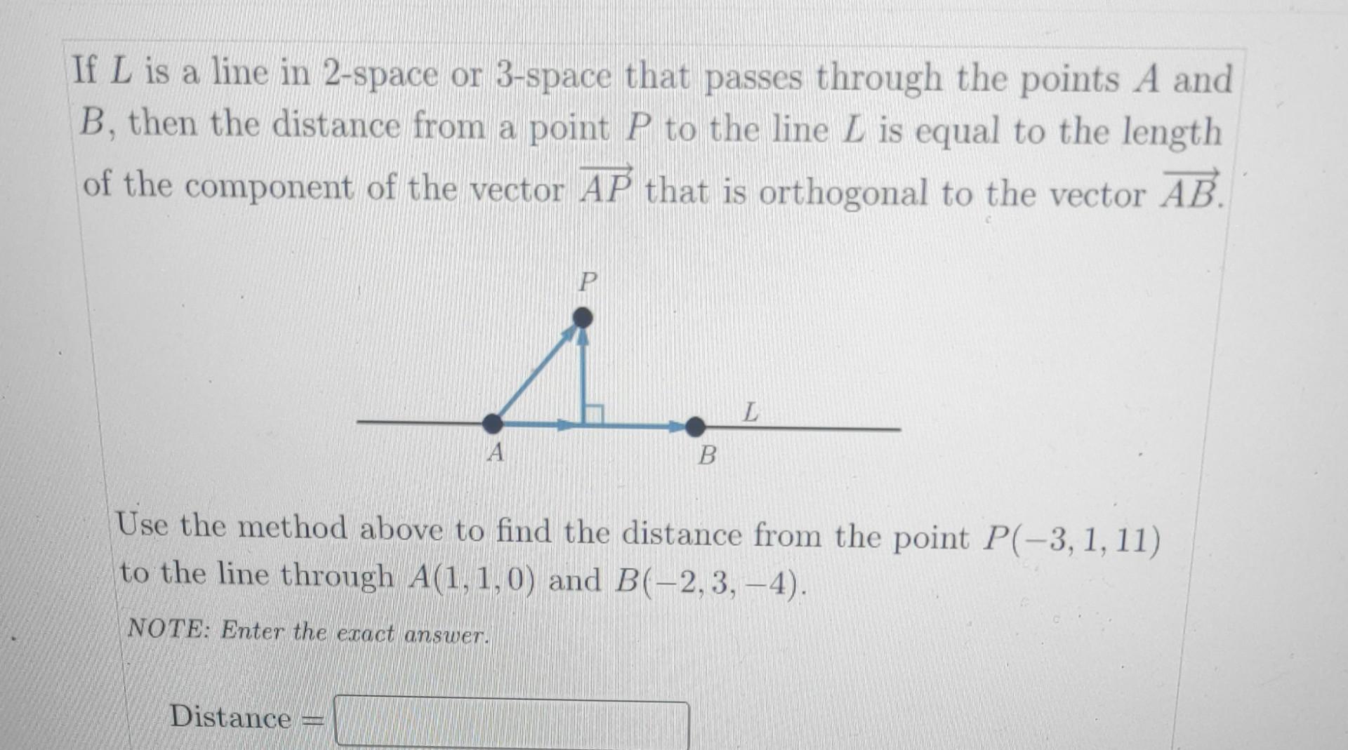Solved If L is a line in 2 -space or 3 -space that passes | Chegg.com