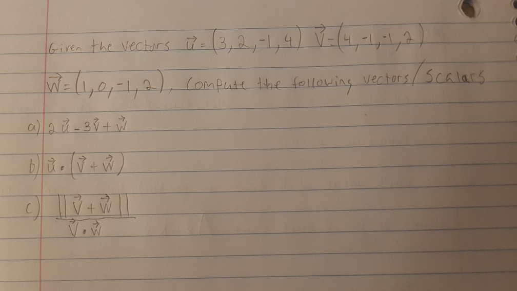 Solved Given the vectors 27 - (3, 2, 1, 4) V =(4,-1,-1,2) | Chegg.com
