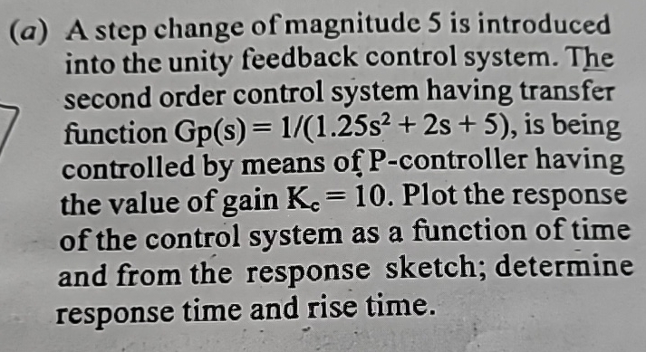 Solved (a) ﻿A step change of magnitude 5 ﻿is introduced into | Chegg.com