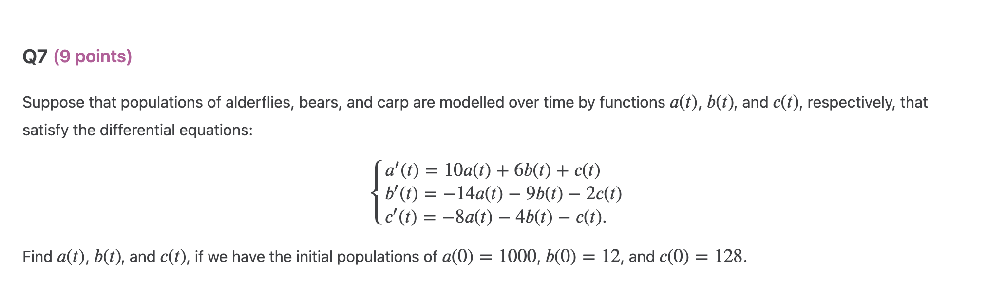 Solved Q7 (9 ﻿points)Suppose that populations of alderflies, | Chegg.com