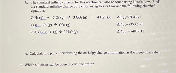 Solved #3 pleaseb. The standard enthalpy change for this | Chegg.com