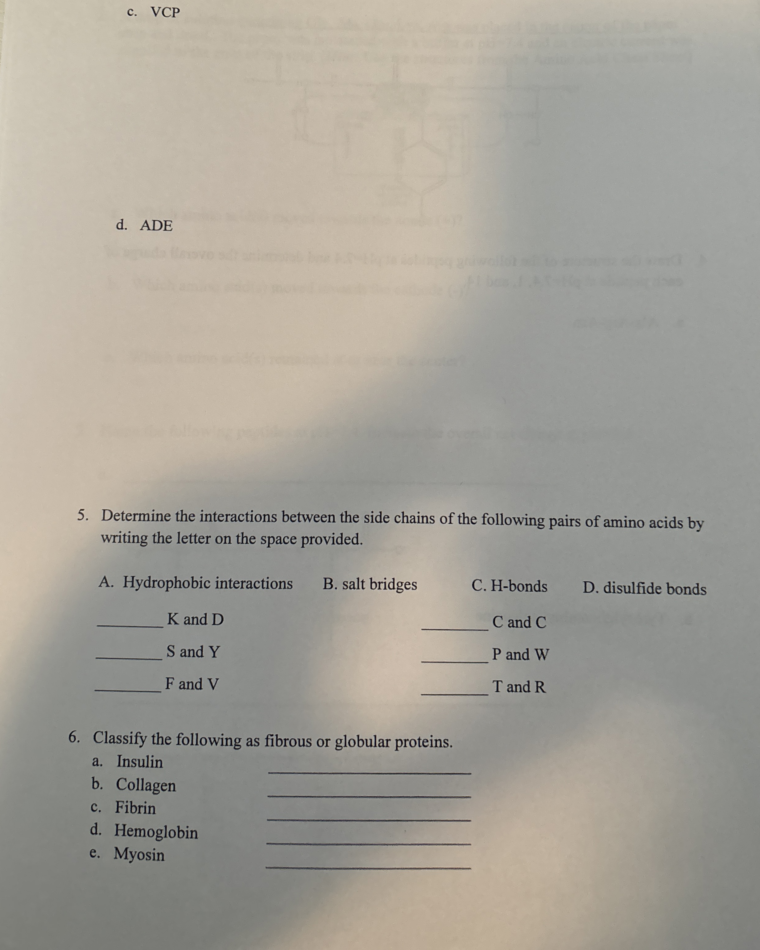 Solved c. ﻿VCPd. ﻿ADE5. ﻿Determine the interactions between | Chegg.com