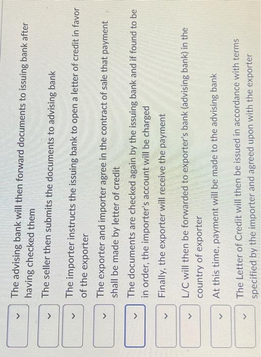 Solved Arrange the following steps to represent working | Chegg.com