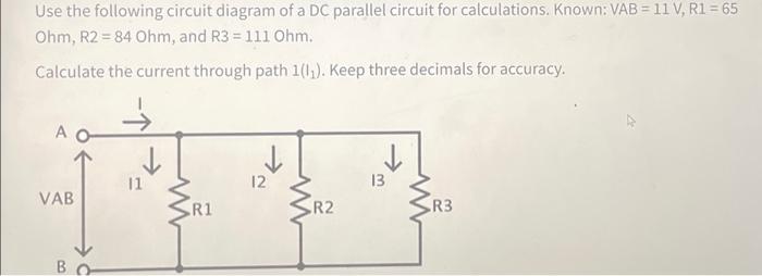 Solved Use the following circuit diagram of a DC parallel | Chegg.com