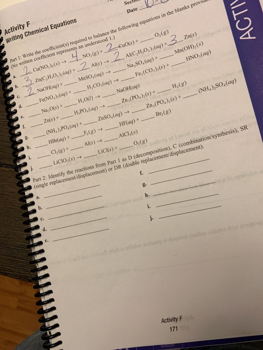Writing Chemical Equations Activity - Tessshebaylo