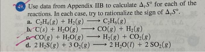 49. Use data from Appendix IIB to calculate A.So for | Chegg.com