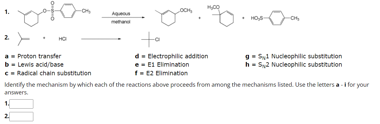 +a= ﻿Proton transferd= ﻿Electrophilic additiong =SN1 | Chegg.com