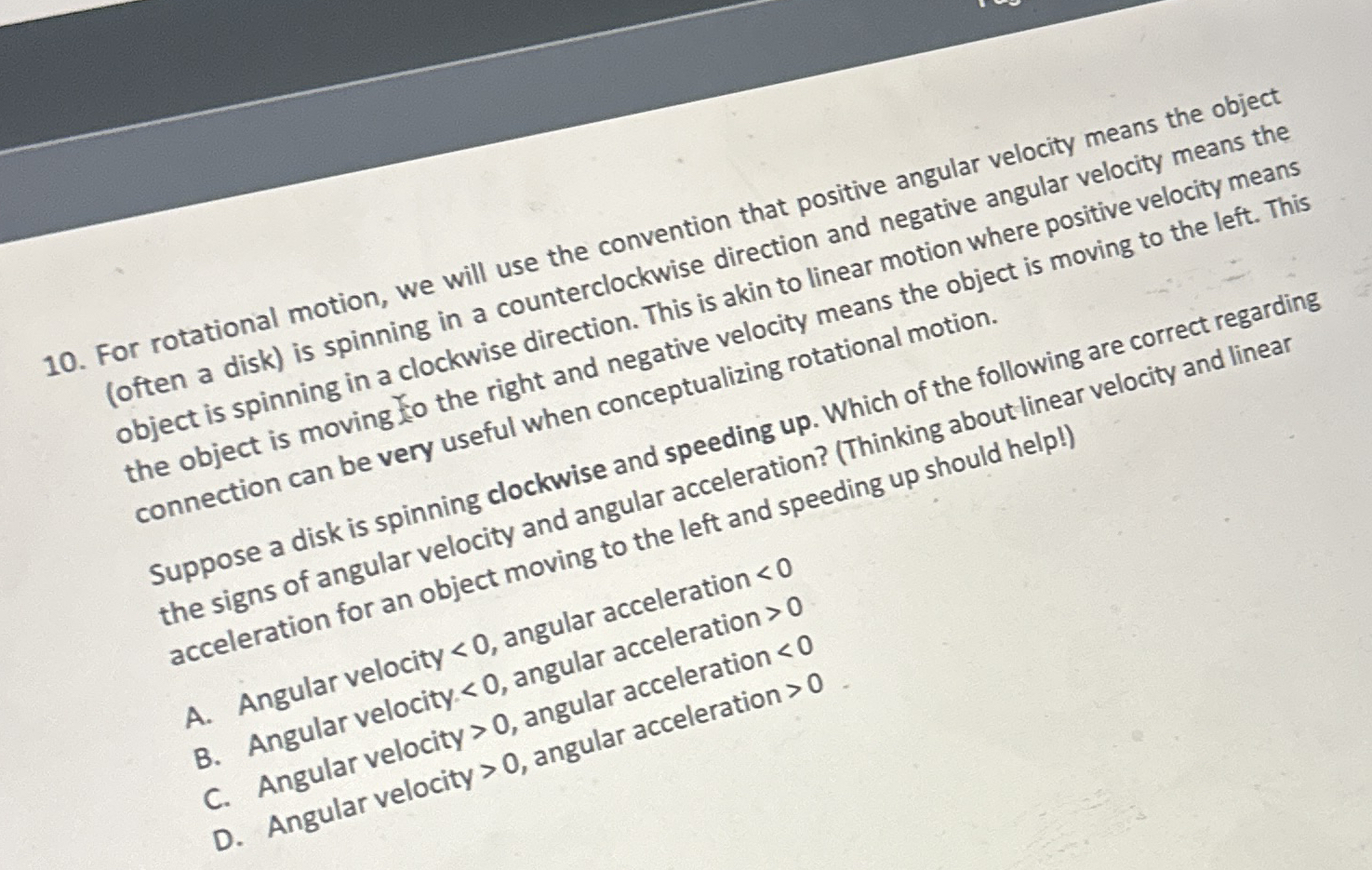 Solved For rotational motion, we will use the convention | Chegg.com