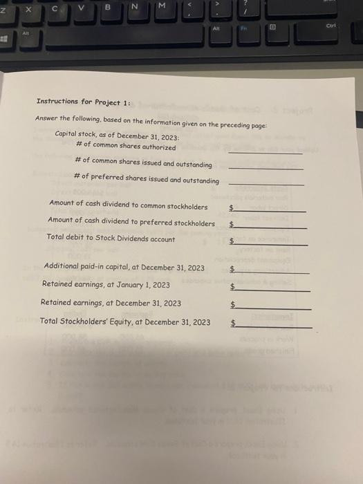 Solved Project 1: Stockholders' Equity (10 points) Required: | Chegg.com