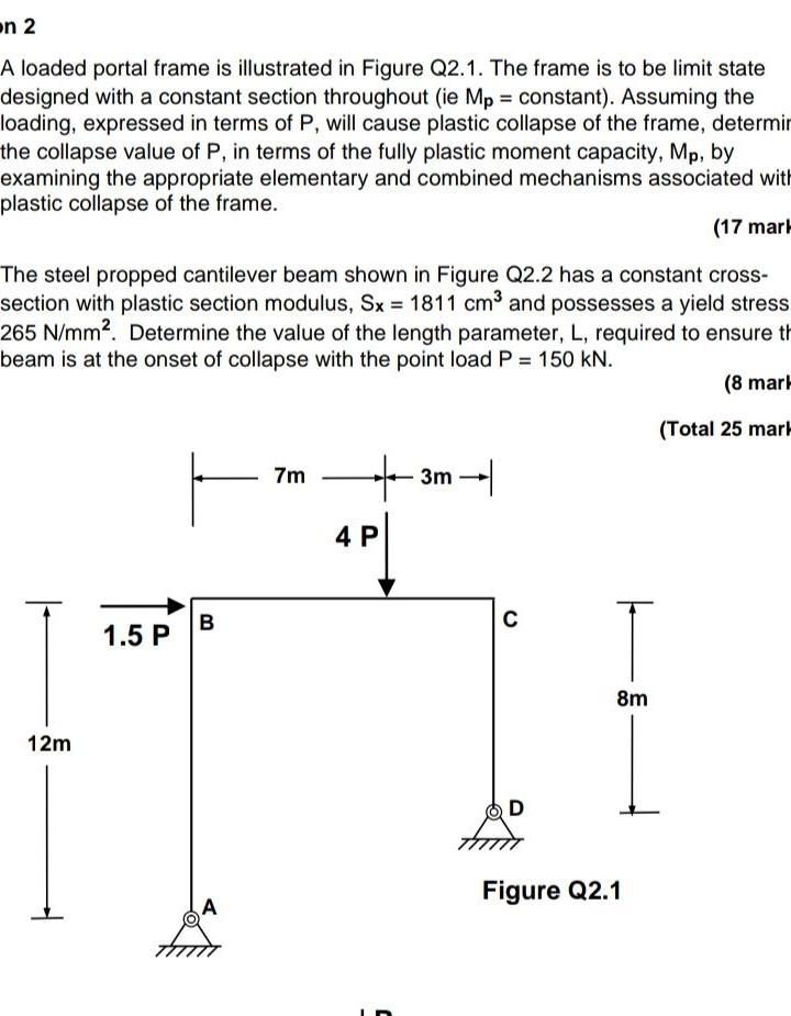 Solved en 2 A loaded portal frame is illustrated in Figure | Chegg.com Solved en 2 A loaded portal frame is illustrated in Figure | Chegg.com
