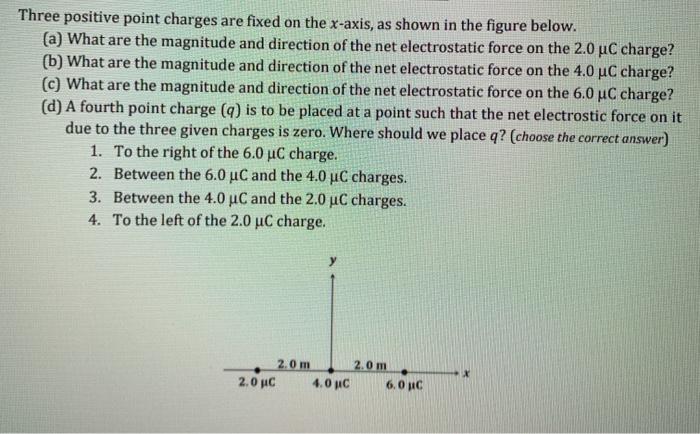 Solved Three positive point charges are fixed on the x-axis, | Chegg.com