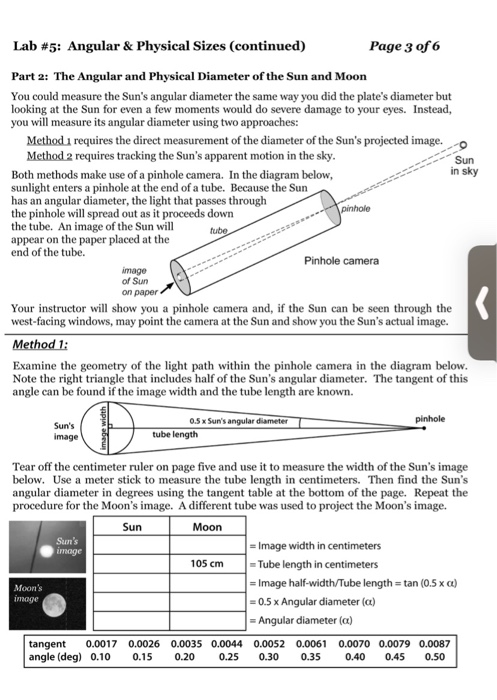 30 Lab #5: Angular & Physical Sizes (continued) Page | Chegg.com