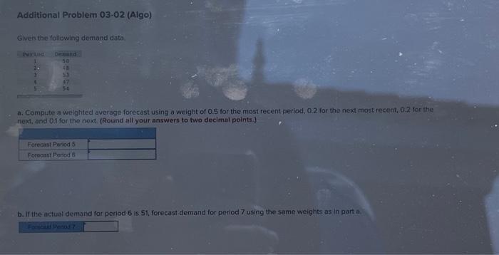 Solved Additional Problem 03.02 (Algo) Given the following | Chegg.com
