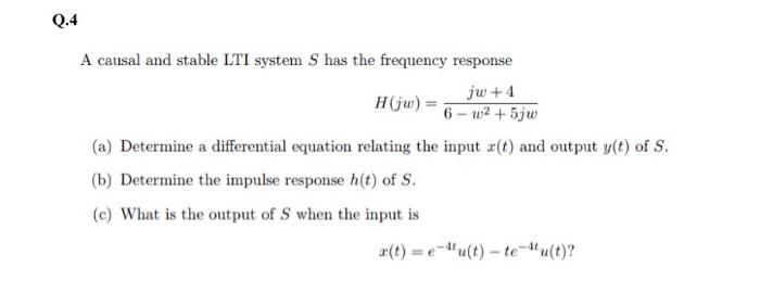 Solved A causal and stable LTI system S has the frequency | Chegg.com