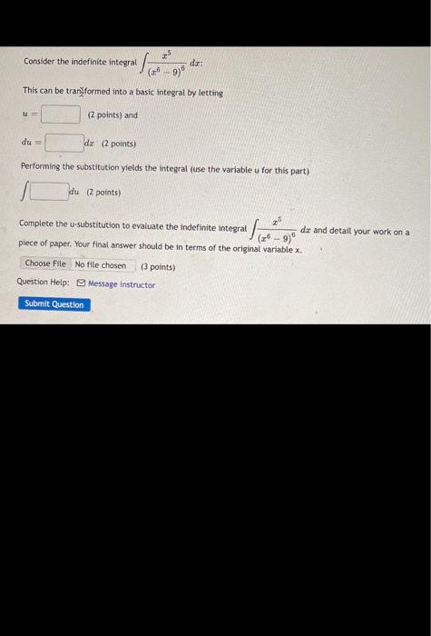 Solved 5 Consider the indefinite integral dar: تو) 9) 6 This | Chegg.com Solved 5 Consider the indefinite integral dar: تو) 9) 6 This | Chegg.com