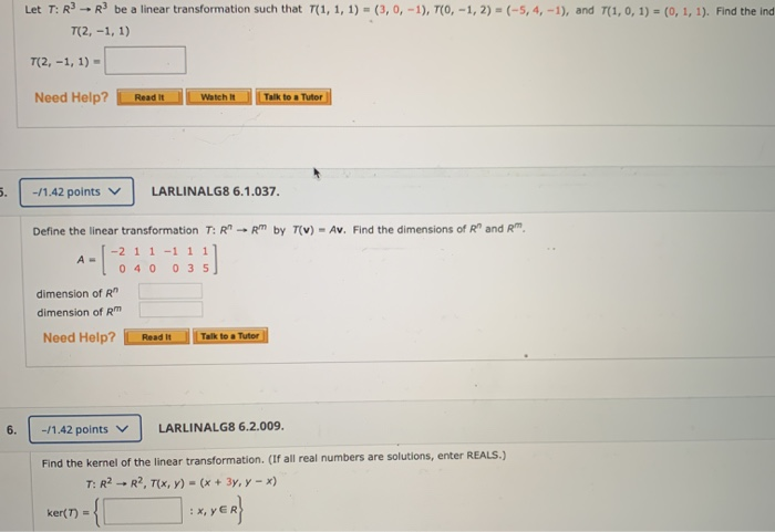 Solved Let T: R4R be the linear transformation represented | Chegg.com