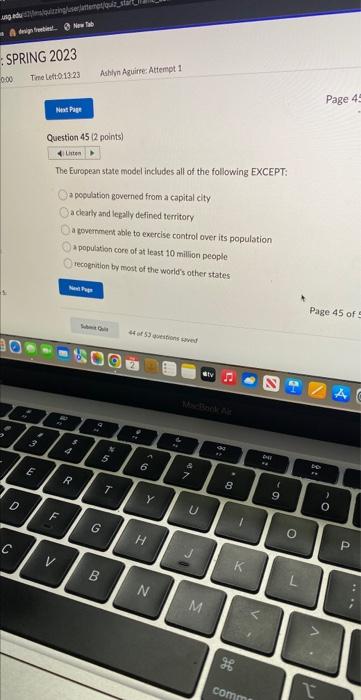 The European state model includes all of the | Chegg.com