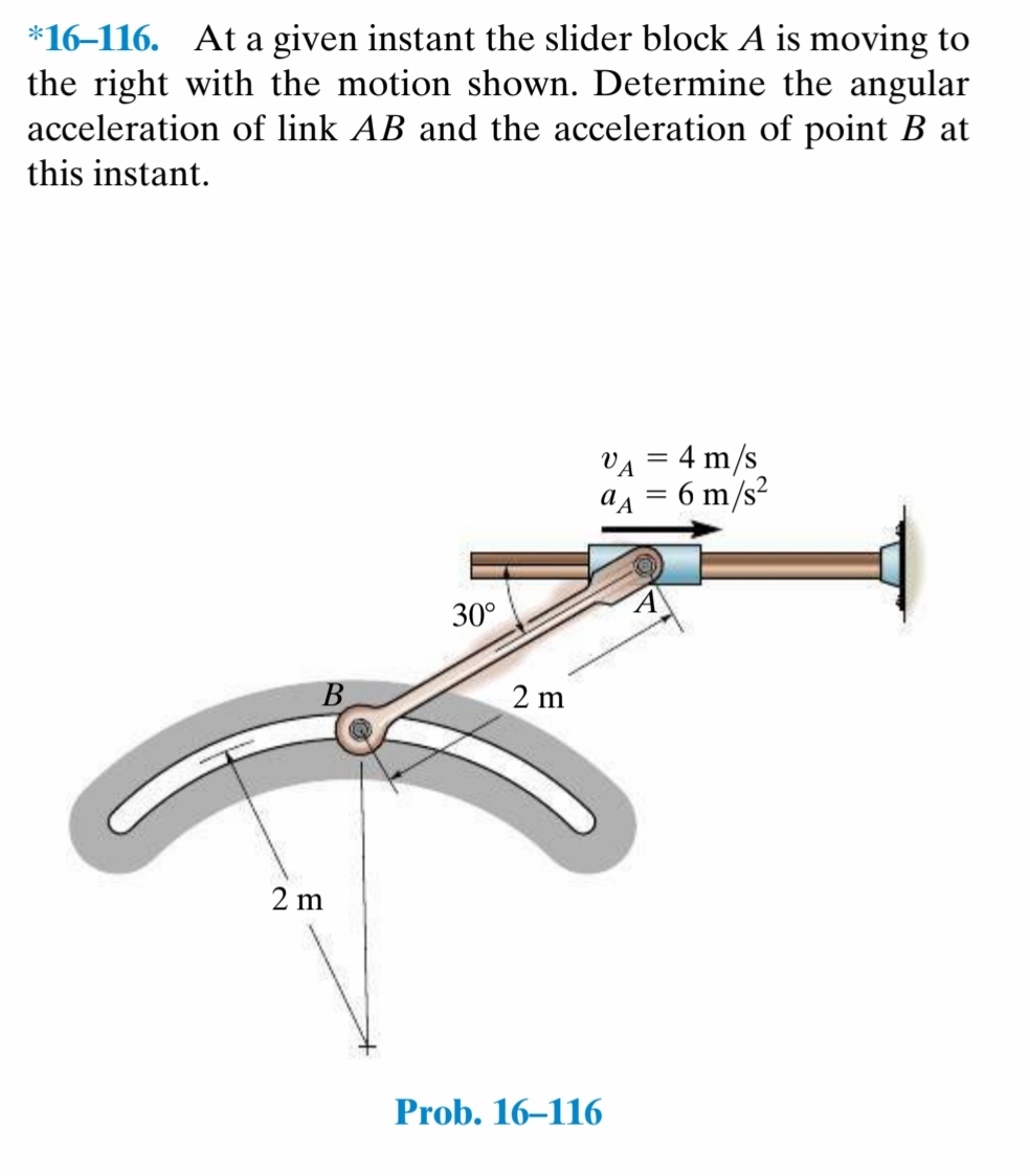 Solved *16-116. ﻿At a given instant the slider block A ﻿is | Chegg.com