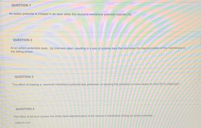 Solved QUESTION 1 An action potential is initiated in an | Chegg.com