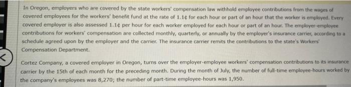 Solved In Oregon, employers who are covered by the state | Chegg.com