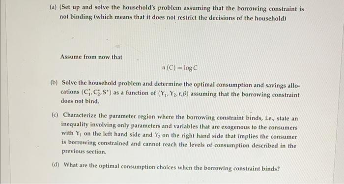 Solved Two-period economy with borrowing constraint - | Chegg.com