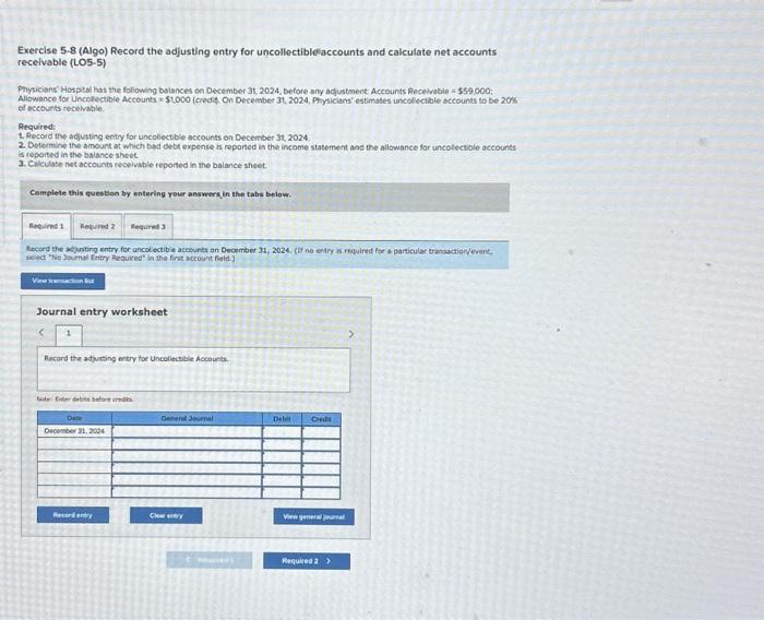 Solved Exercise 5-8 (Algo) Record the adjusting entry for | Chegg.com