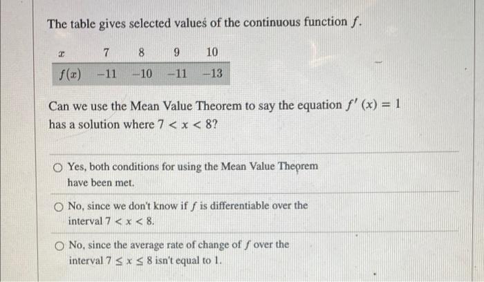 Solved The table gives selected values of the continuous | Chegg.com