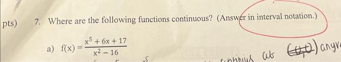 Solved 7 Where Are The Following Functions Continuous 