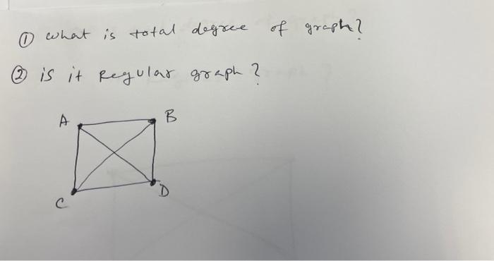 Solved 1 what is total degree of graph? ② is it Regular | Chegg.com