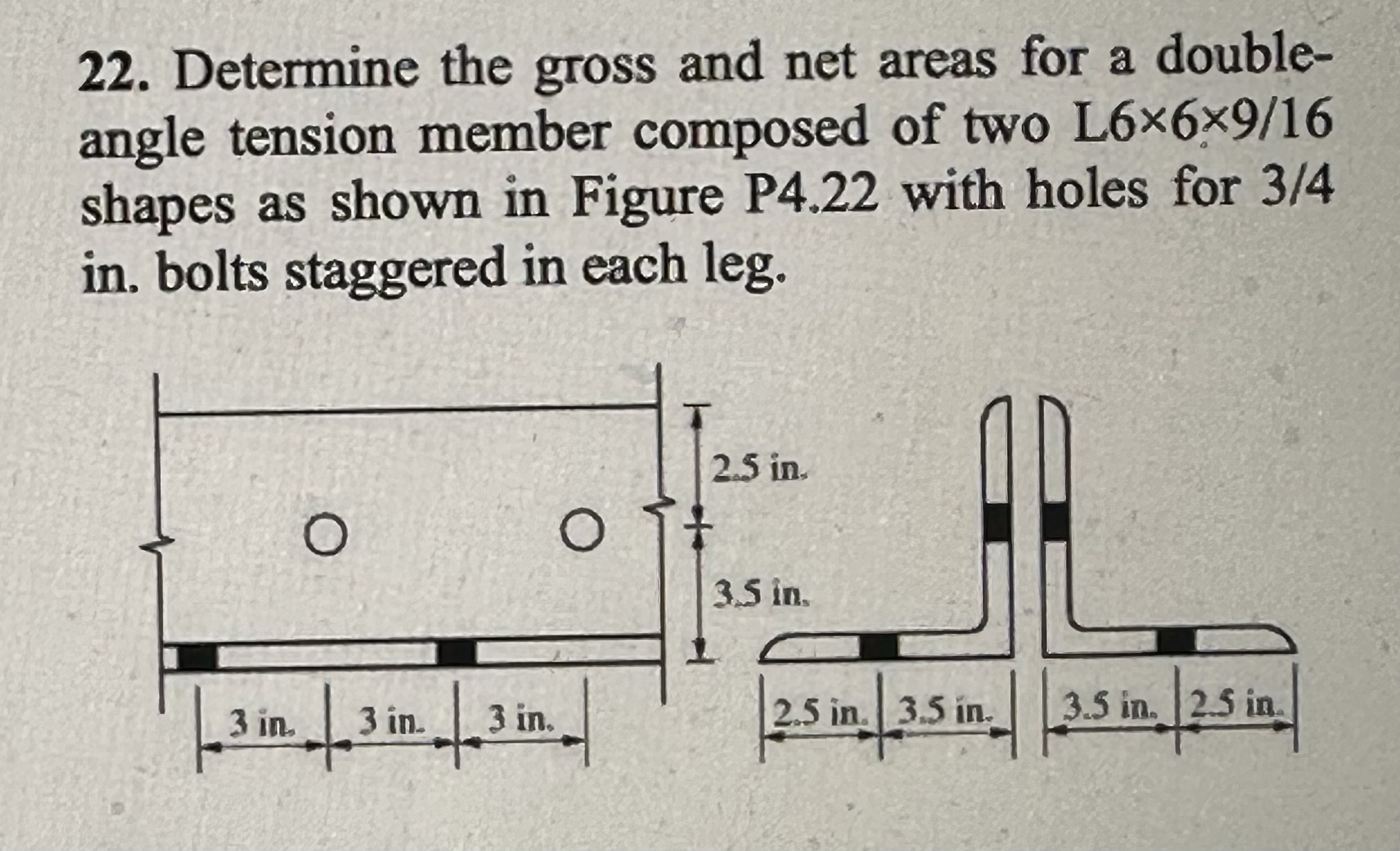 Solved Determine the gross and net areas for a doubleangle | Chegg.com